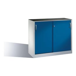 C+P Werkzeug-Beistellschrank mit Schiebet&uuml;ren, innen 1 Boden, H1000xB1200xT400mm Front Enzianblau Korpus Lichtgrau ; C + P M&ouml;belsysteme (2046-09|S10067)