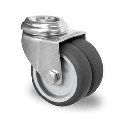 CASCOO Doppel-Lenkrolle Rückenloch ø 50 mm Serie P2T2 Gleitlager (HDHHHC0050P2T2P0N)