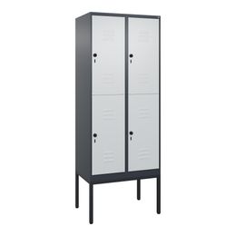 C+P Doppelstock-Spind Classic PLUS, Gestell, 2 Abteile, 2120x800x500mm, 7016/703 Verschluss Sicherheits-Drehriegel Front RAL 7035 Lichtgrau ; C + P M&ouml; (0803307-22|S10013)