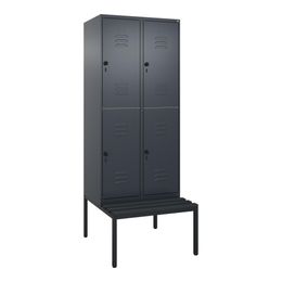 C+P Doppelstock-Spind Classic PLUS, Bank, 2 Abteile, 2120x800x815mm, 7016/7016 Verschluss Sicherheits-Drehriegel Sitzbanktyp untergebaut Material Sitz (0803507-22|S10117)