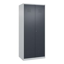 C+P Putzmittel-Spind Classic PLUS, 2 Abteile, 1850x800x500mm, 7035/7016 Verschluss Zylinderschloss ; C + P M&ouml;belsysteme (080100-02|S10020)