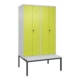 C+P PSA Doppel-Spind Classic PLUS, Bank, 4 Abteile, 2120x1200x815mm, 7035/0024 Verschluss Sicherheits-Drehriegel Sitzbanktyp untergebaut Material Sitz (0800527-40P|S10040)