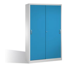 C+P Werkzeugschrank mit Schiebetüren, innen 4 Böden, H1950xB1200xT400mm Front Lichtblau Korpus Lichtgrau ; C + P Möbelsysteme (2049-00|S10080)