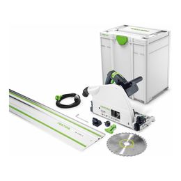 FESTOOL TS 75 EBQ-Plus-FS Tauchs&auml;ge mit leistungsstarkem Motor und pr&auml;ziser Schnitttiefe f&uuml;r Holzwerkstoffe, inkl. F&uuml;hrungsschiene FS 1400/2, 576115)