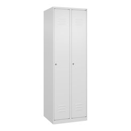 C+P Spind Classic PLUS, 2 Abteile, 1850x600x500mm, 9016/9016 Verschluss Zylinderschloss 4 Garderobenhaken Trennwand mittig ; C + P M&ouml;belsysteme (080000-20F|S10023)