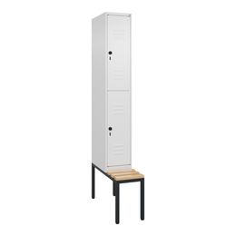 C+P Doppelstock-Spind Classic PLUS, Bank, 1 Abteil, 2120x300x815mm, 9016/9016 Verschluss Sicherheits-Drehriegel Sitzbanktyp untergebaut Material Sitzf (0803507-10|S10014)