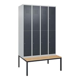 C+P Doppelstock-Spind Classic PLUS, Bank, 4 Abteile, 2120x1200x815mm, 7035/7016 Verschluss Zylinderschloss Sitzbanktyp untergebaut Material Sitzfl&auml;che (0803507-40|S10098)