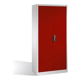 C+P Werkzeugschrank mit Drehtüren, innen 4 Böden, H1950xB930xT400mm Front Rubinrot Korpus Lichtgrau ; C + P Möbelsysteme (8920-00|S10893)