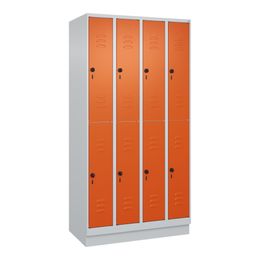 C+P Doppelstock-Spind Classic PLUS, Sockel, 4 Abteile, 1950x1000x500mm, 7035/200 Front RAL 2004 Reinorange ; C + P M&ouml;belsysteme (080320-49|S10061)