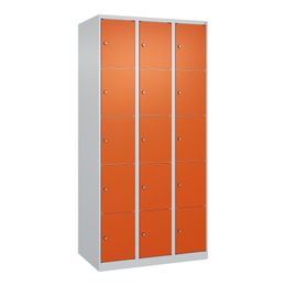 C+P Schlie&szlig;fachschrank Classic PLUS, 3 Abteile, 1850x900x500mm, 7035/2004 Innenh&ouml;he Gefach oben (oberes 365 mm Front RAL 2004 Reinorange ; C + P M&ouml;bel (080000-305|S10000)