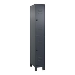 C+P Doppelstock-Spind Classic PLUS, F&uuml;&szlig;e, 1 Abteil, 1950x300x500mm, 7016/7016 ; C + P M&ouml;belsysteme (080310-10|S10012)