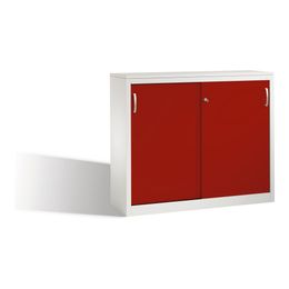 C+P Akten-Sideboard Acurado mit Schiebet&uuml;ren, 2 Ordnerh&ouml;hen, H1000xB1200xT400mm Front Rubinrot Korpus Lichtgrau ; C + P M&ouml;belsysteme (2046-00|S10104)