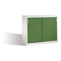C+P Akten-Sideboard Acurado mit Schiebetüren, 2 Ordnerhöhen, H1000xB1200xT500mm Front Resedagrün Korpus Lichtgrau ; C + P Möbelsysteme (2056-00|S10051)