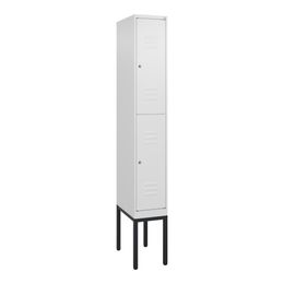 C+P Doppelstock-Spind Classic PLUS, Gestell, 1 Abteil, 2120x300x500mm, 9016/9016 Verschluss Zylinderschloss Front RAL 9016 Verkehrsweiß ; C + P Möbels (0803307-10|S10029)