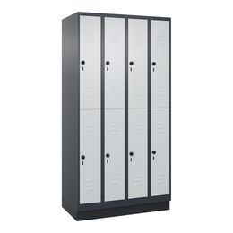 C+P Doppelstock-Spind Classic PLUS, Sockel, 4 Abteile, 1950x1000x500mm, 7016/703 Front RAL 7035 Lichtgrau ; C + P M&ouml;belsysteme (080320-49|S10013)
