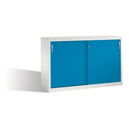 C+P Akten-Sideboard Acurado mit Schiebetüren, 2 x 2 Ordnerhöhen, H1000xB1600xT500mm Front Lichtblau Korpus Lichtgrau ; C + P Möbelsysteme (2156-00|S10062)