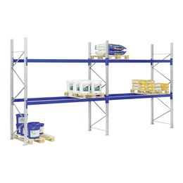 Bito Paletten-Komplettregal-Set P2 mit 2 Ebenen H5500xT1100xL14300 mm 600 kg, unmontiert enzianblau (42227)