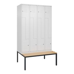 C+P Z-Spind Classic PLUS, Bank, 8 F&auml;cher, 2120x1200x815mm, 9016/9016 Verschluss Zylinderschloss Sitzbanktyp untergebaut Material Sitzfl&auml;che Buche-Hart (0800537-408|S10029)