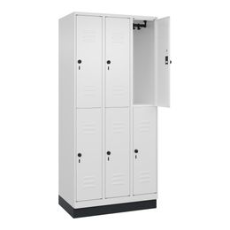 C+P Doppelstock-Spind Classic PLUS, Sockel, 3 Abteile, 1950x900x500mm, 9016/9016 Front RAL 9016 Verkehrswei&szlig; ; C + P M&ouml;belsysteme (080320-30|S10014)