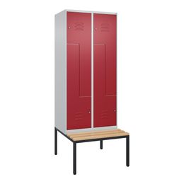 C+P Z-Spind Classic PLUS, Bank, 4 F&auml;cher, 2120x800x815mm, 7035/3003 Verschluss Zylinderschloss Sitzbanktyp untergebaut Material Sitzfl&auml;che Buche-Harth (0800537-224|S10016)