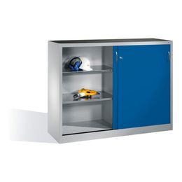C+P Werkzeug-Beistellschrank mit Schiebet&uuml;ren, innen 2 x 2 B&ouml;den, H1200xB1600xT400mm Front Enzianblau Korpus Lichtgrau ; C + P M&ouml;belsysteme (2147-09|S10013)