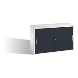 C+P Akten-Sideboard Acurado mit Schiebetüren, 2 x 2 Ordnerhöhen, H720xB1200xT400mm Front Schwarzgrau Korpus Lichtgrau ; C + P Möbelsysteme (5723-00|S10111)