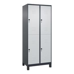 C+P Doppelstock-Spind Classic PLUS, F&uuml;&szlig;e, 2 Abteile, 1950x800x500mm, 7016/7035 ; C + P M&ouml;belsysteme (080310-22|S10013)