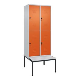 C+P Doppelstock-Spind Classic PLUS, Bank, 2 Abteile, 2120x800x815mm, 7035/2004 Verschluss Sicherheits-Drehriegel Sitzbanktyp untergebaut Material Sitz (0803507-22|S10188)