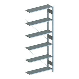 META Steckregal Anbauregal S3 CLIP 80 AR 2500 x 1000 x 300 mm lichtgrau + 6 Böden (89425)