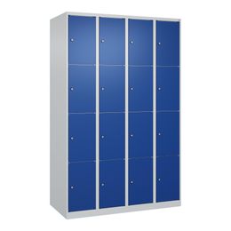 C+P Schlie&szlig;fachschrank Classic PLUS, 4 Abteile, 1850x1200x500mm, 7035/5010 Innenh&ouml;he Gefach oben (oberes 453 mm Front RAL 5010 Enzianblau ; C + P M&ouml;be (080000-404|S10003)