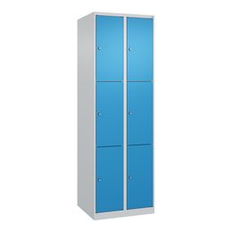 C+P Schlie&szlig;fachschrank Classic PLUS, 2 Abteile, 1850x600x500mm, 7035/5012 Innenh&ouml;he Gefach oben (oberes 599 mm Front RAL 5012 Lichtblau ; C + P M&ouml;bels (080000-203|S10004)
