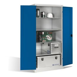C+P Schwerlast-Werkzeugschrank XXL mit Dreht&uuml;ren, innen 4 B&ouml;den, H1950xB930xT800mm Front Enzianblau Korpus Lichtgrau ; C + P M&ouml;belsysteme (8924-052|S10086)