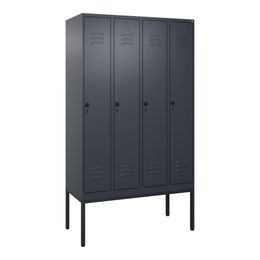 C+P Spind Classic PLUS, Gestell, 4 Abteile, 2120x1200x500mm, 7016/7016 Verschluss Sicherheits-Drehriegel 3 Garderobenhaken ; C + P M&ouml;belsysteme (0800307-40|S10012)