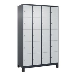 C+P Schlie&szlig;fachschrank Classic PLUS, F&uuml;&szlig;e, 4 Abteile, 1950x1200x500mm, 7016/7035 Innenh&ouml;he Gefach oben (oberes 365 mm Front RAL 7035 Lichtgrau ; C + P (080010-405|S10016)
