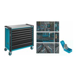 Hazet 179NXXL-7/340 Werkstattwagen Assistent | Schubladen flach: 5 x 77 x 870 x 398 mm | Schubladen hoch: 2 x 162 x 870 x 398 mm)