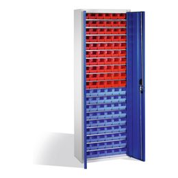 C+P Magazinschrank mit 114 Sichtlagerk&auml;sten, H1980xB700xT300mm Front Enzianblau Korpus Lichtgrau ; C + P M&ouml;belsysteme (133113-23|S10047)
