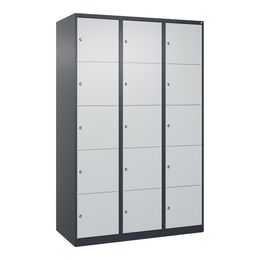 C+P Schlie&szlig;fachschrank Classic PLUS, 3 Abteile, 1850x1200x500mm, 7016/7035 Innenh&ouml;he Gefach oben (oberes 365 mm Front RAL 7035 Lichtgrau ; C + P M&ouml;bel (080000-325|S10011)