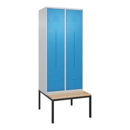 C+P Z-Spind Classic PLUS, Bank, 4 F&auml;cher, 2120x800x815mm, 7035/5012 Verschluss Zylinderschloss Sitzbanktyp untergebaut Material Sitzfl&auml;che Buche-Harth (0800537-224|S10019)