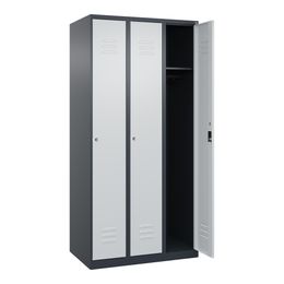 C+P Spind Classic PLUS, 3 Abteile, 1850x900x500mm, 7016/7035 Verschluss Zylinderschloss 3 Garderobenhaken ; C + P M&ouml;belsysteme (080000-30|S10028)
