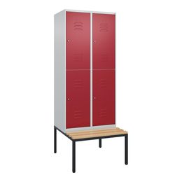C+P Doppelstock-Spind Classic PLUS, Bank, 2 Abteile, 2120x800x815mm, 7035/3003 Verschluss Zylinderschloss Sitzbanktyp untergebaut Material Sitzfl&auml;che (0803507-22|S10091)