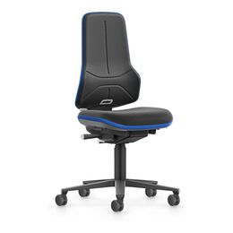 bimos Arbeitsstuhl Neon XXL bis 180 kg mit Rollen, Supertec, Flexband blau, Sitz 470-640 mm (9575-SP01-3277)