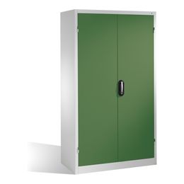 C+P Magazinschrank mit 83 Sichtlagerk&auml;sten und 3 Schubladen, H1950xB1100xT535mm Front Resedagr&uuml;n Korpus Lichtgrau ; C + P M&ouml;belsysteme (130276-67|S10029)