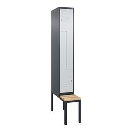 C+P Z-Spind Classic PLUS, Bank, 2 F&auml;cher, 2120x300x815mm, 7016/7035 Verschluss Zylinderschloss Sitzbanktyp untergebaut Material Sitzfl&auml;che Buche-Harth (0800537-102|S10028)