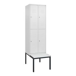 C+P Doppelstock-Spind Classic PLUS, Bank, 2 Abteile, 2120x600x815mm, 9016/9016 Verschluss Zylinderschloss Sitzbanktyp untergebaut Material Sitzfläche (0803507-20|S10029)