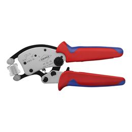 Knipex Twistor16 Crimpzange f&uuml;r Aderendh&uuml;lsen mit selbsteinstellender Funktion und drehbarem Crimpkopf, verchromt, 240 mm, 97 53 18)