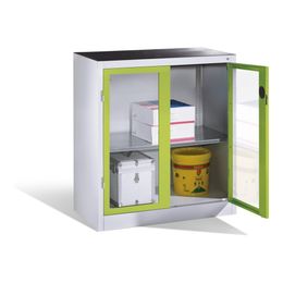 C+P Werkzeug-Beistellschrank mit Sichtfenster-Dreht&uuml;ren, 1 Boden, H1000xB930xT500mm Front Viridingr&uuml;n Korpus Lichtgrau ; C + P M&ouml;belsysteme (8821-055|S10197)