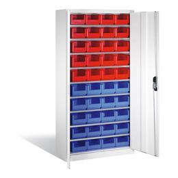 C+P Magazinschrank mit 40 Sichtlagerk&auml;sten, H1980xB1000xT420mm Front Lichtgrau Korpus Lichtgrau ; C + P M&ouml;belsysteme (133144-24|S10053)