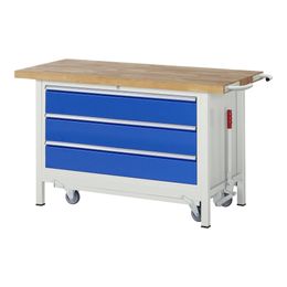 Rau Werkbank mit Fahrgestell 8357, B1500xT700xH880mm, 3x Schublade-TA (05-8357A2-157B4F.11)
