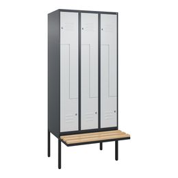 C+P Z-Spind Classic PLUS, Bank, 6 F&auml;cher, 2120x900x815mm, 7016/7035 Verschluss Zylinderschloss Sitzbanktyp auskragend Material Sitzfl&auml;che Buche-Hartho (0800437-306|S10028)