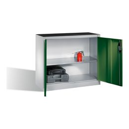 C+P Werkzeug-Beistellschrank mit Dreht&uuml;ren, innen 1 Boden, H1000xB1200xT500mm Front Resedagr&uuml;n Korpus Lichtgrau ; C + P M&ouml;belsysteme (8831-000|S10209)